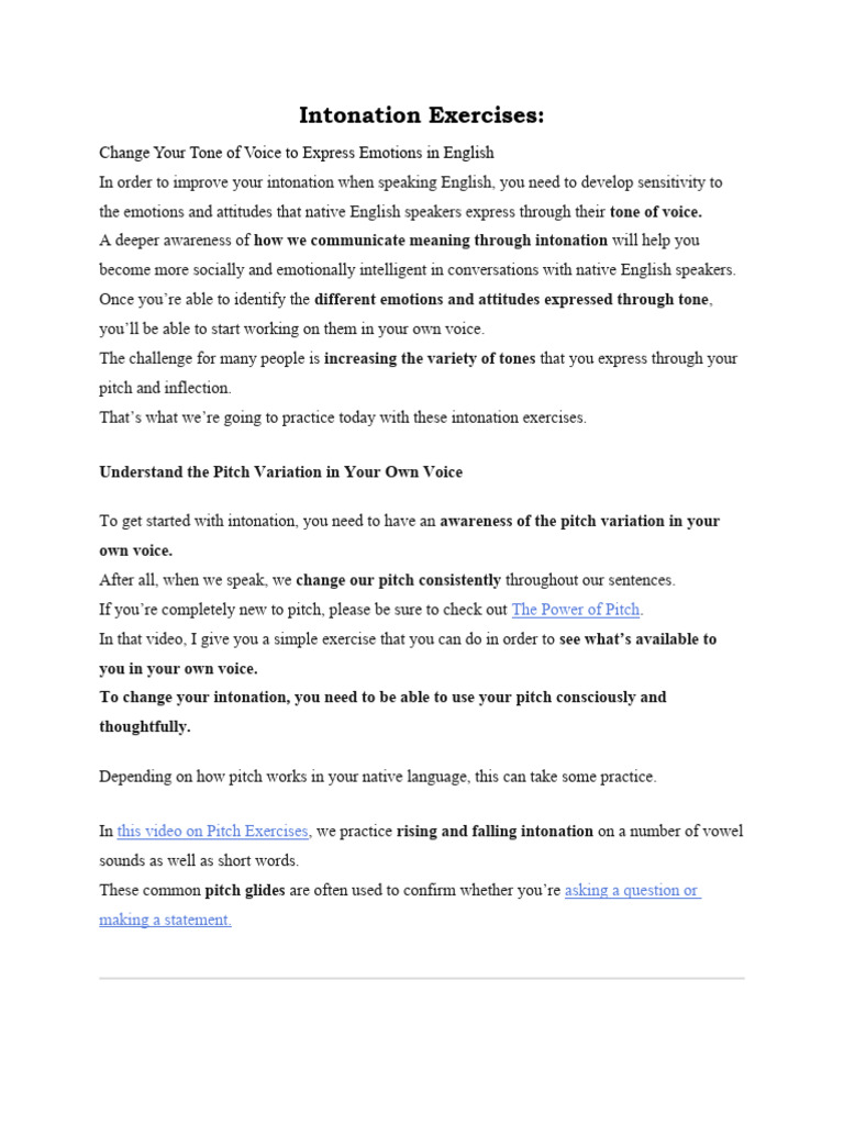 Intonation Exercises | PDF | Stress (Linguistics) | Syllable