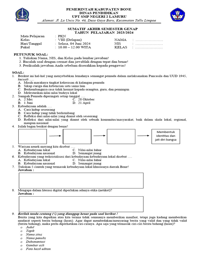 Sumatif PKN KLS 8 | PDF