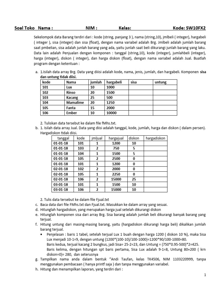 Latihan Dari UTS Plus Searching Dan Sorting Dan File | PDF | Metode & Bahan Ajar