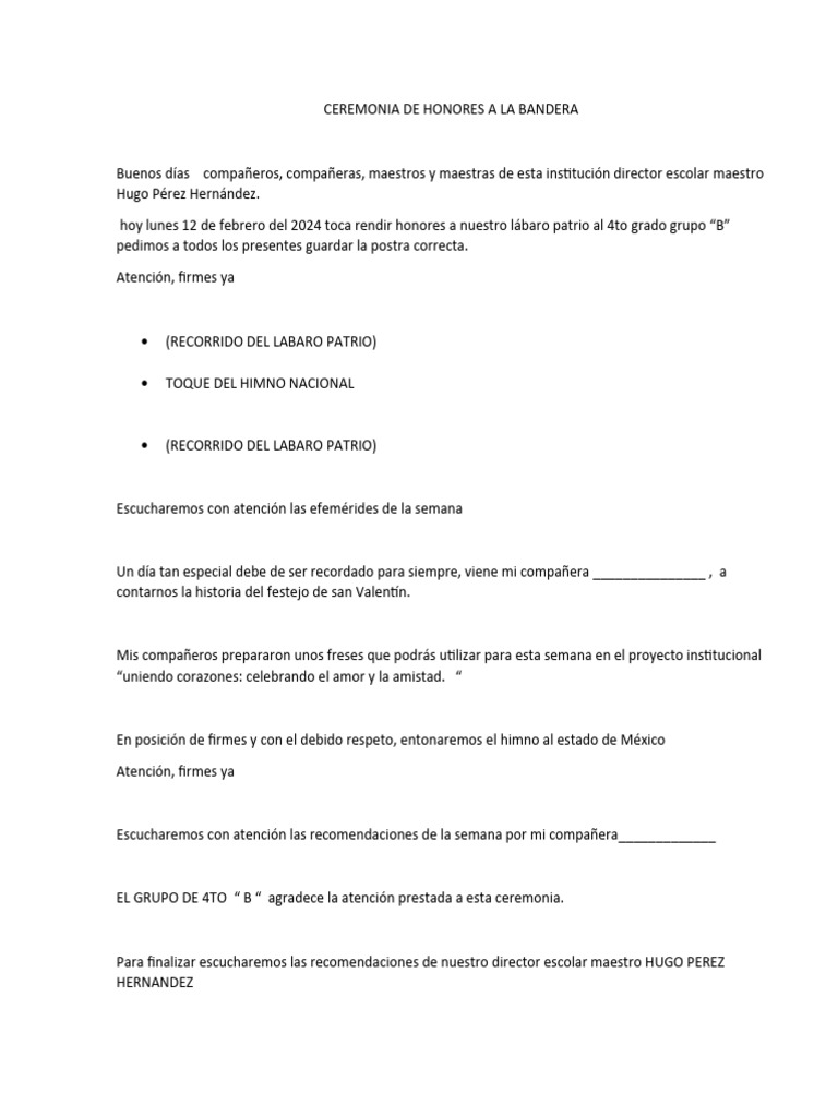 Ceremonia de Honores A La Bandera | PDF