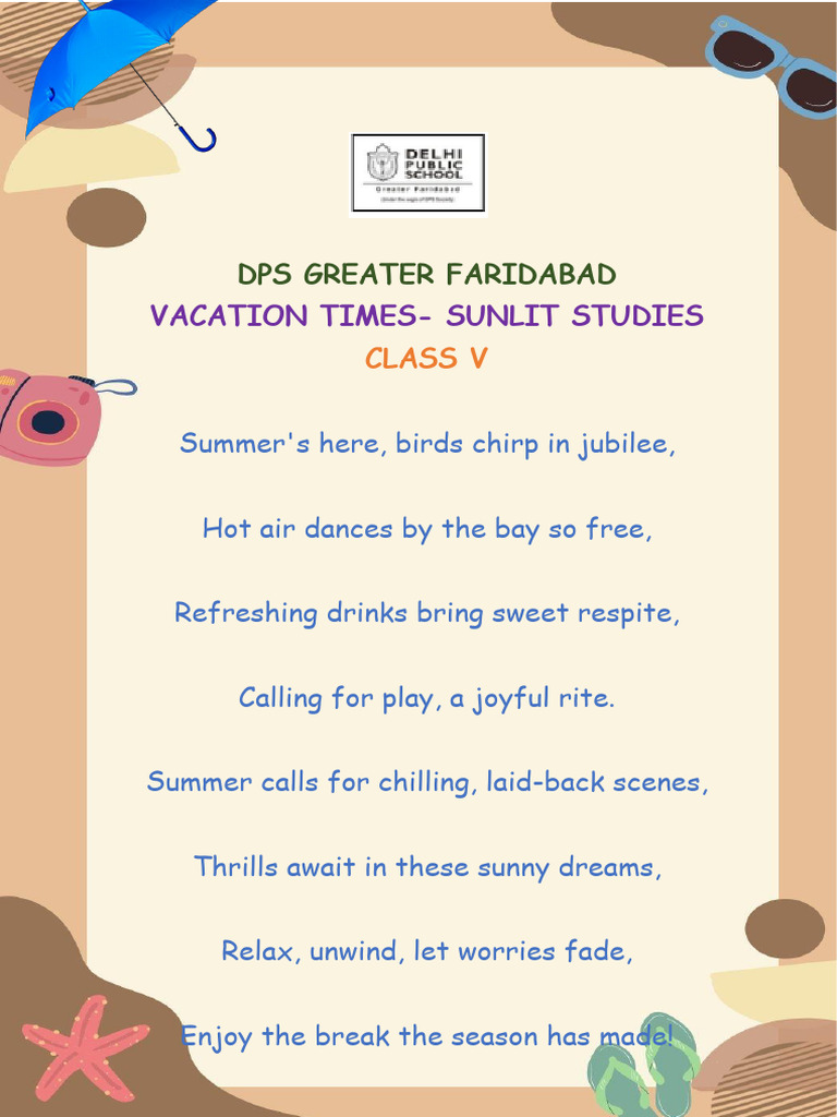 Holiday Homework Class 5 | PDF