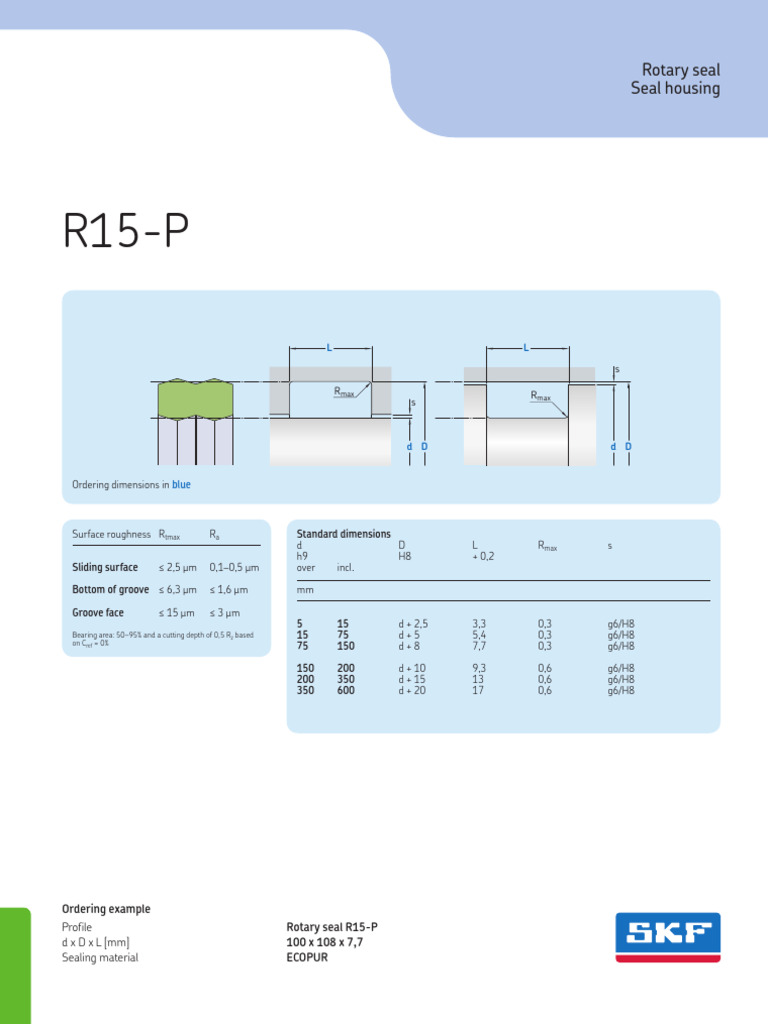 EN - Rotary Seal Data Sheet R15-P | PDF | Applied And Interdisciplinary Physics | Mechanical ...