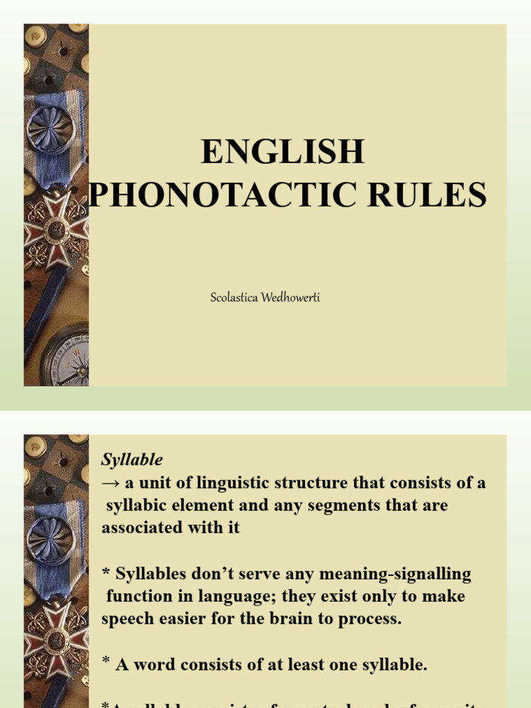 English Phonotactic Rules | Download Free PDF | Syllable | Consonant