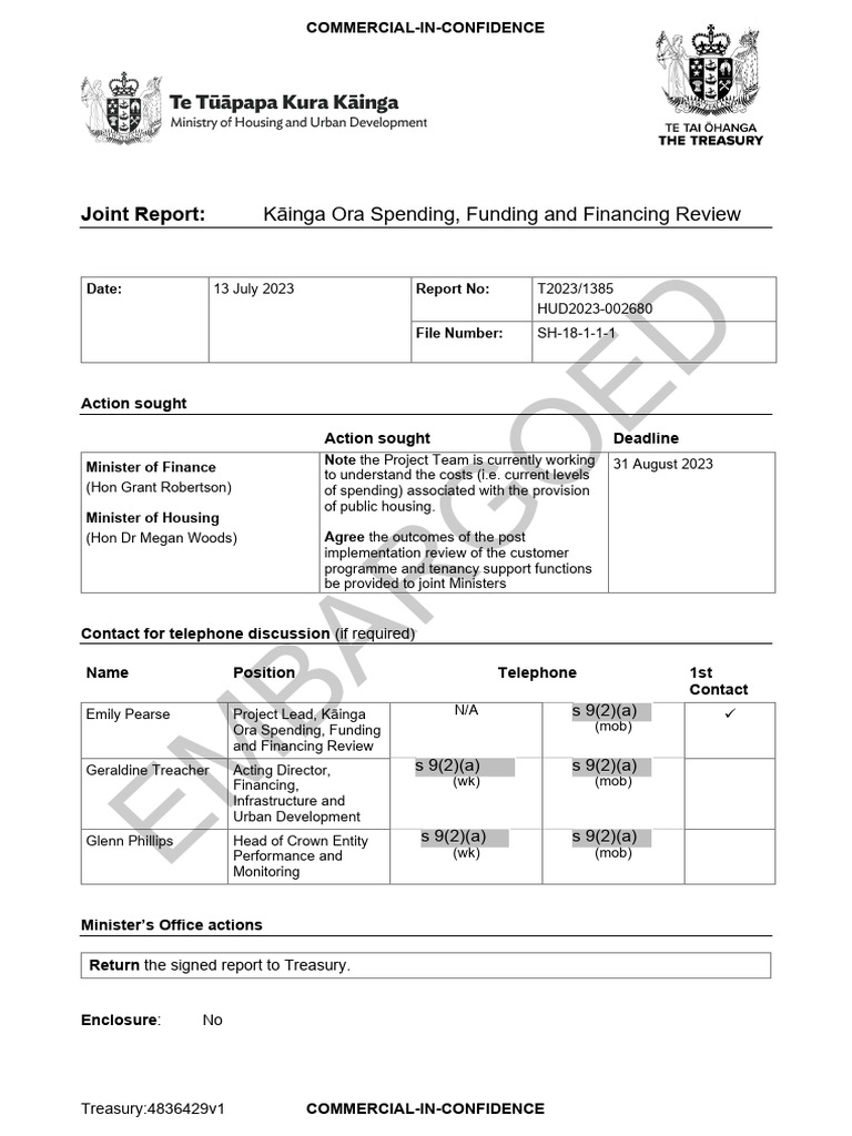 Documents Released With The Review Showing Kainga Ora's Worsening ...