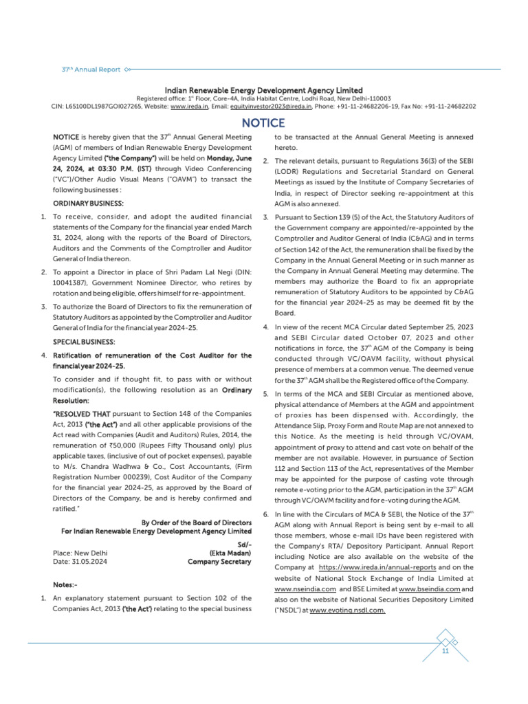 AGM Notice | PDF | Login | Electronic Voting