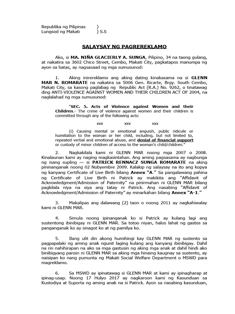 Reklamo-Salaysay | PDF