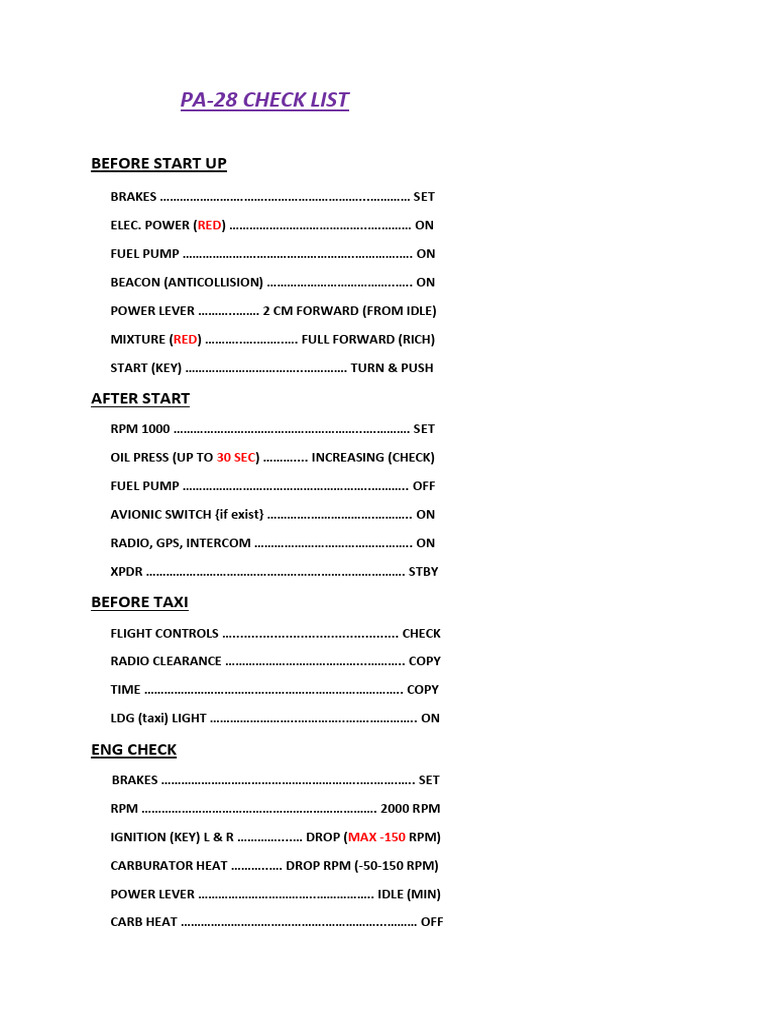PA-28 Checklist | PDF