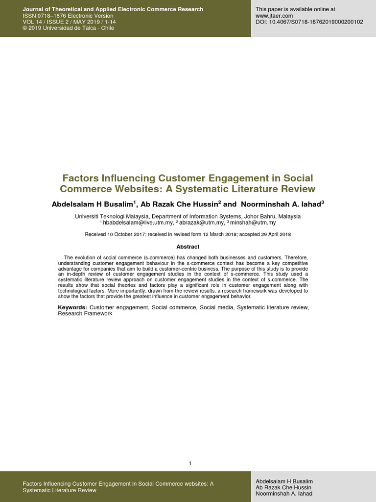 1 Factors Influencing Customer Engagement in Social | PDF | E Commerce | Behavior