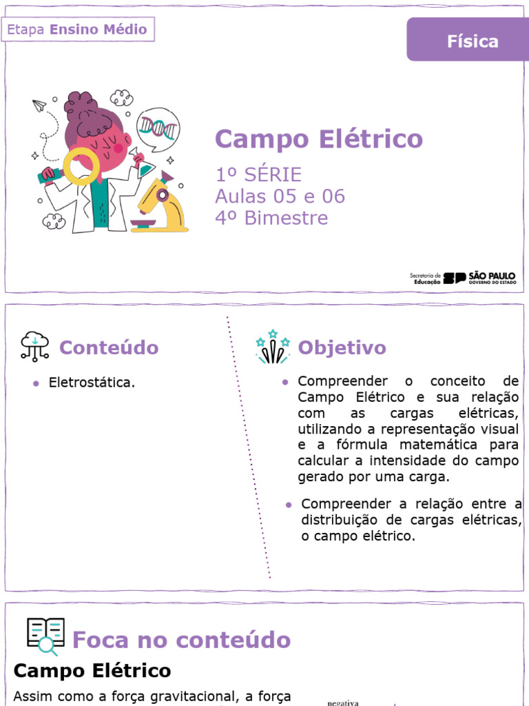 Fisica 1EM Campo Eletrico Aulas 05 e 06 | PDF | Campo elétrico ...