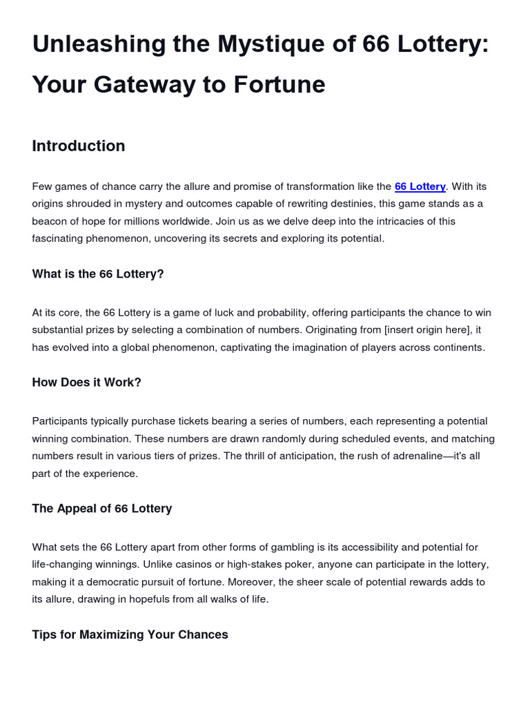 66 Lottery | PDF | Lottery | Luck