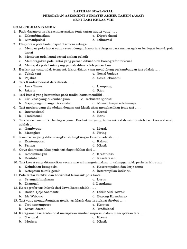 Latihan Soal Asat Genap 2024 - Siswa | PDF