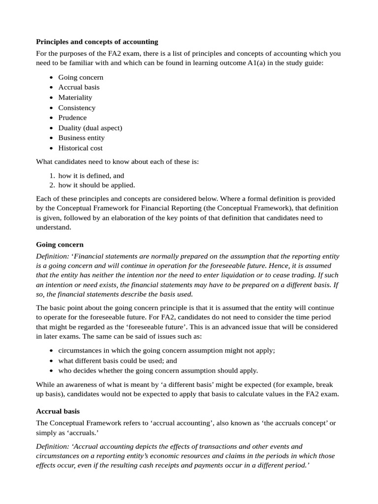 ACCA Principles of Accounting | PDF | Debits And Credits | Going Concern