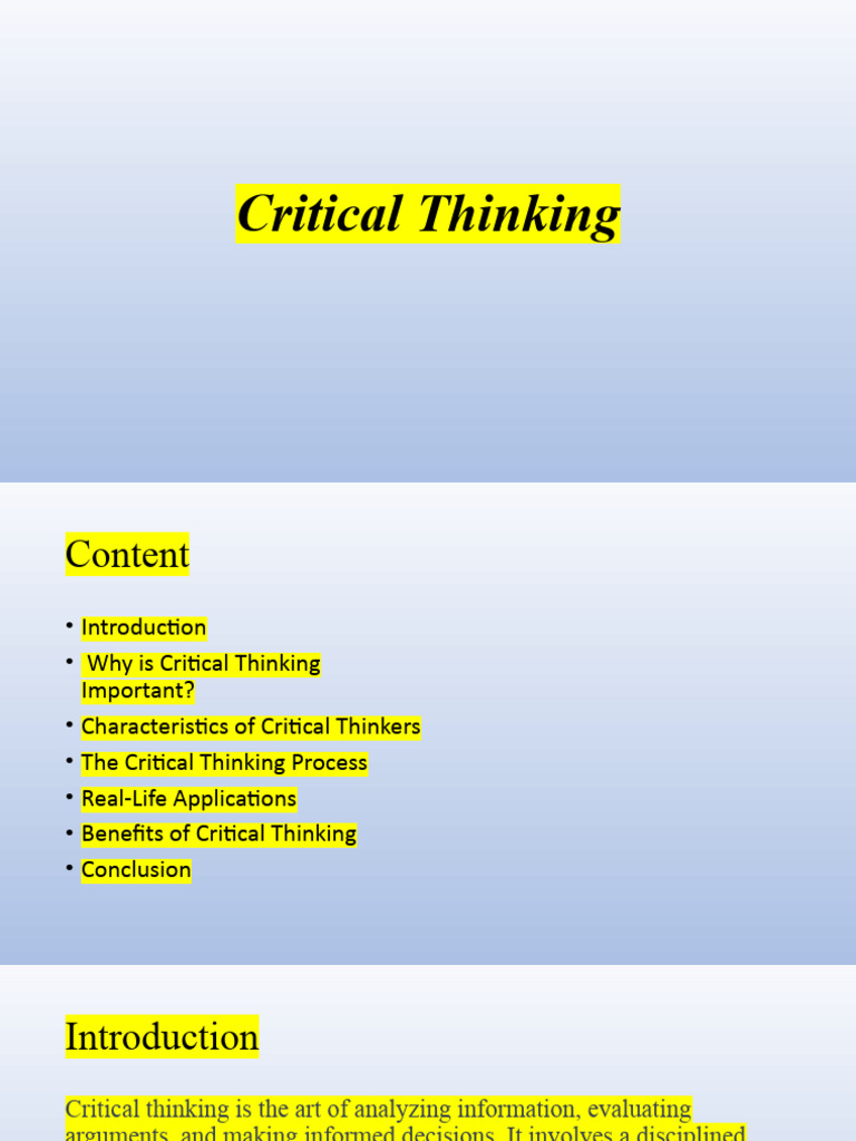 Critical Thinking | PDF | Critical Thinking | Thought