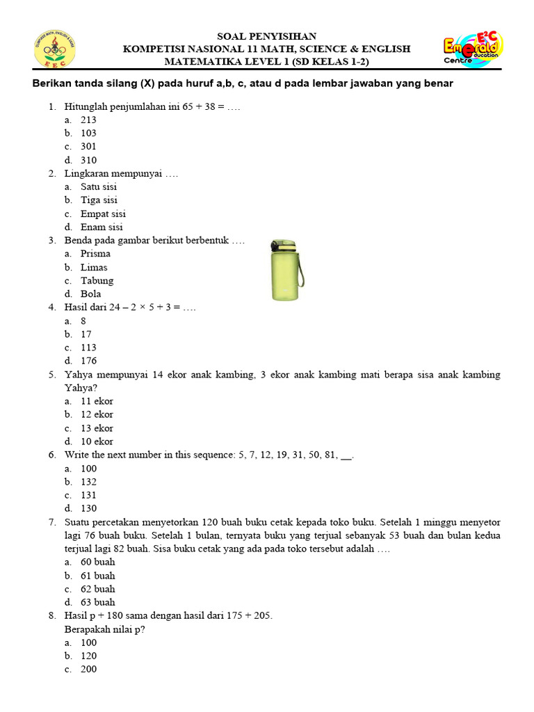 SOAL MATH LEVEL 1 | PDF