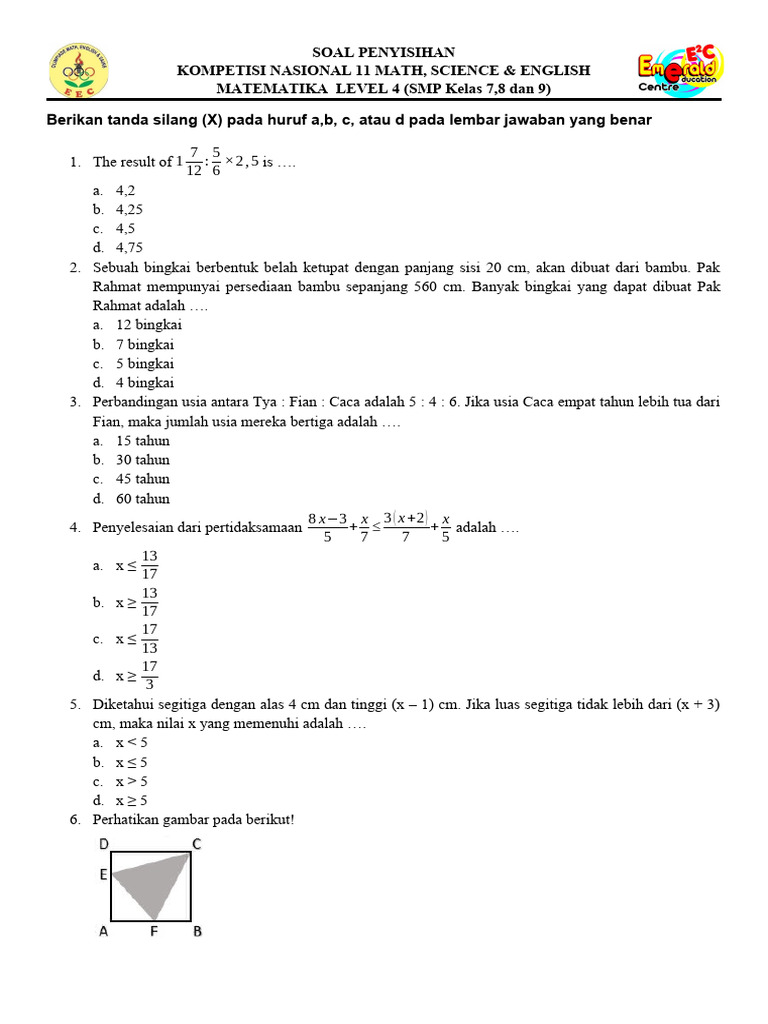 SOAL MATH LEVEL 4 | PDF