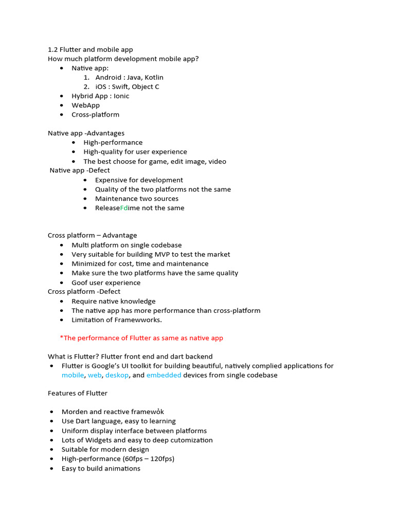Document Flutter Pdf Cross Platform Software Mobile App