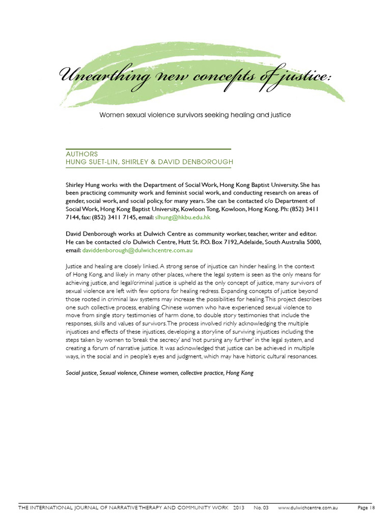 Unearthing New Concepts of Justice Women Sexual Violence Survivors ...