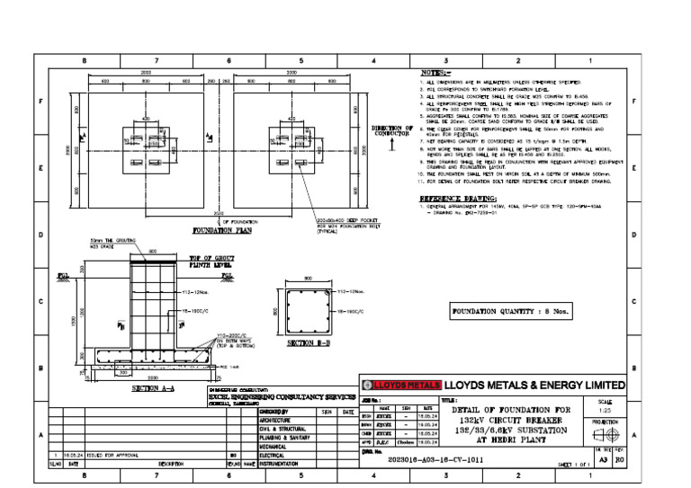 Detail of Foundation for 132kv Cb | PDF