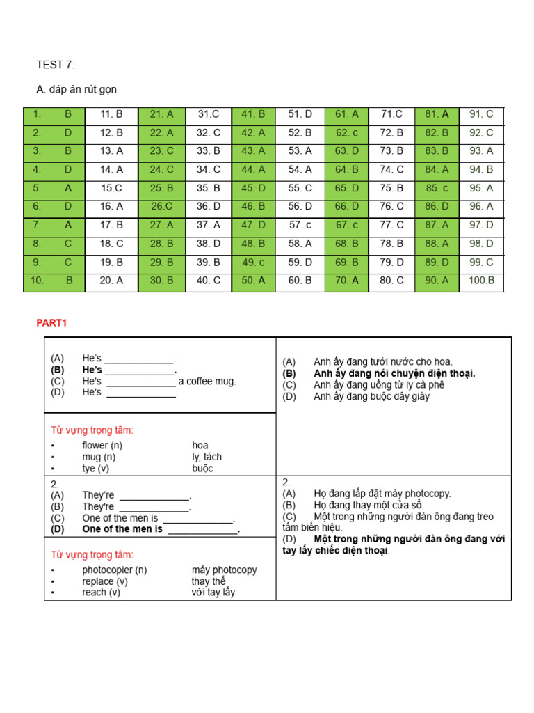 ĐIỀN TỪ LC TEST 7 | PDF