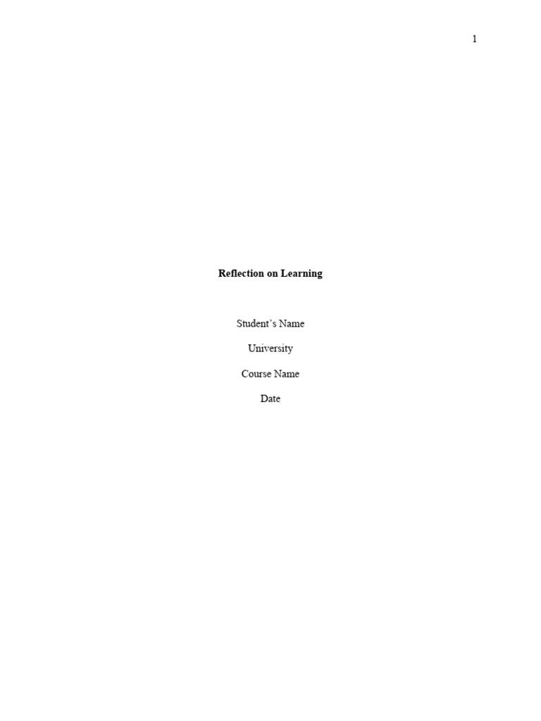 Reflection On Learning 2pg Pdf Recruitment Teachers