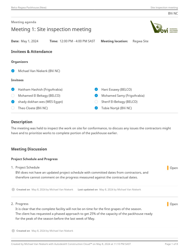 Site Inspection Meeting-202405082110 | PDF | Building Engineering ...