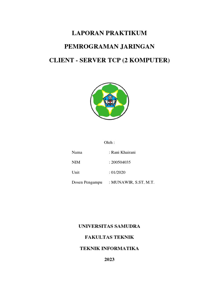 Laporan 3 Praktikum Client - Server TCP (2 Komputer) | PDF