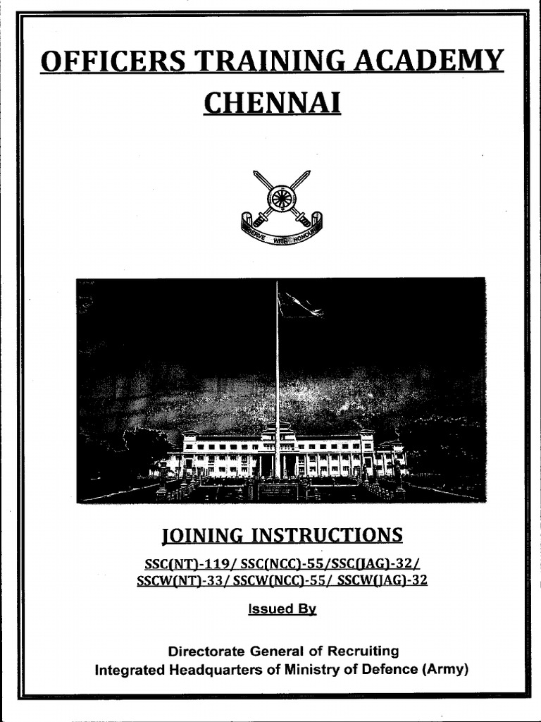 Joining Instruction SSC NT 119 SSC NCC 55 SSC Jag 32 SSCW NT 33 SSCW ...