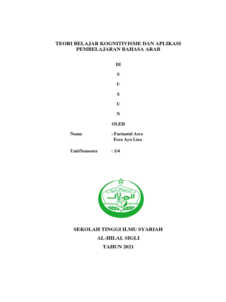 Teori Belajar Kognitif Dan Aplikasinya Dalam Pembelajaran Bahasa | PDF Teori Belajar Kognitif Dan Aplikasinya Dalam Pembelajaran Bahasa | PDF