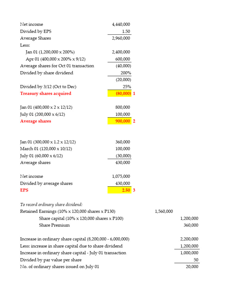 Quiz2 - Basic EPS - Solution | PDF | Treasury Stock | Retained Earnings