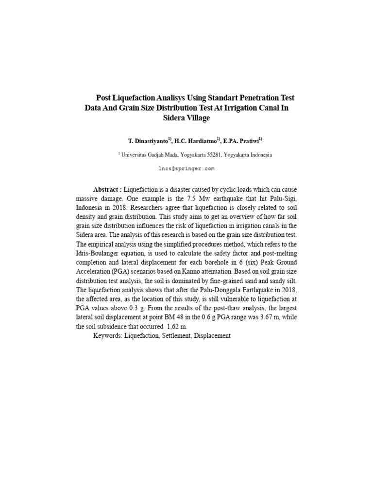 Tulus - Post Liquefaction Analisys Using Standart Penetration Test Data ...