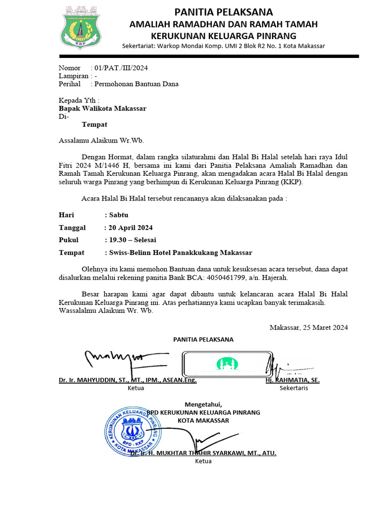 Surat Permohonan Bantuan Dana Walikota | PDF