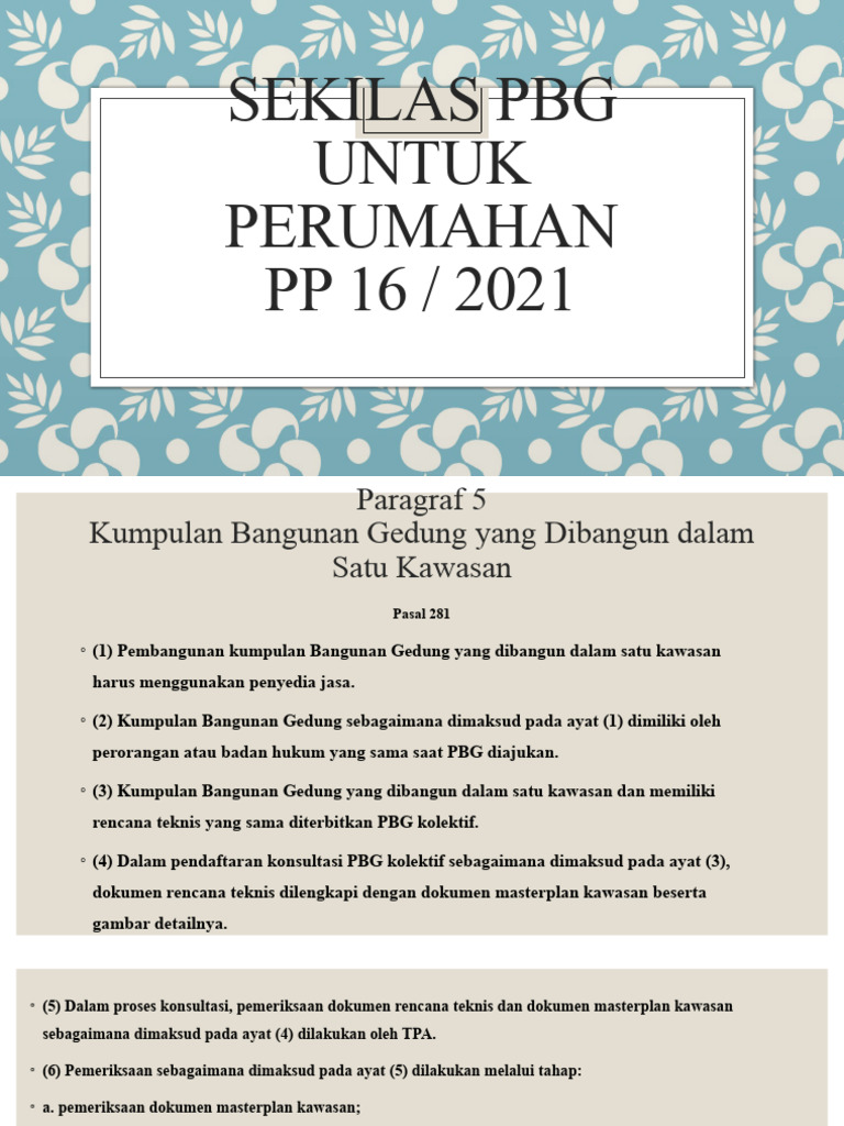 Sekilas PBG Perumahan PP16 2021 | PDF