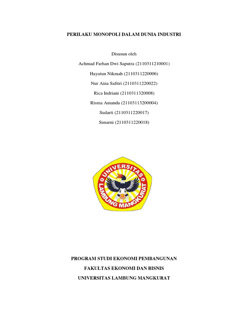 Perilaku Monopoli Dalam Dunia Industri | PDF