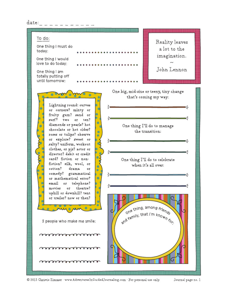 Journal Page 1 - Colourful | PDF