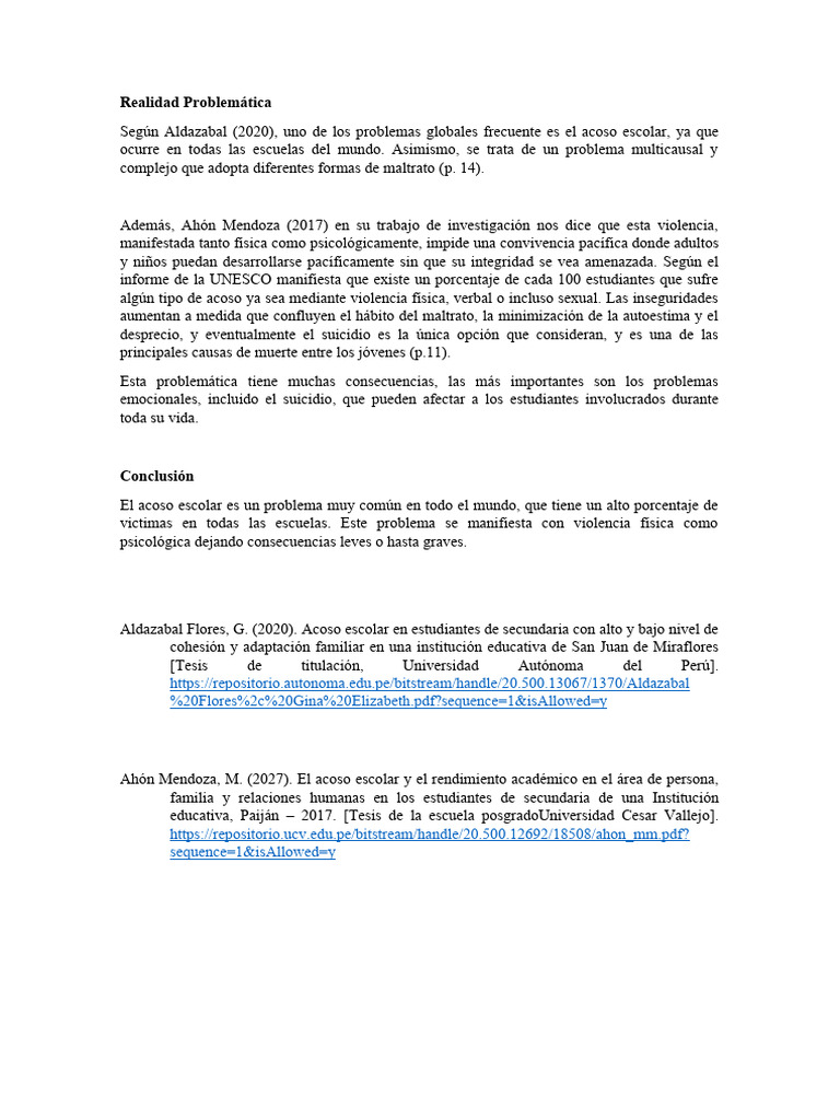 Realidad Problemática | PDF