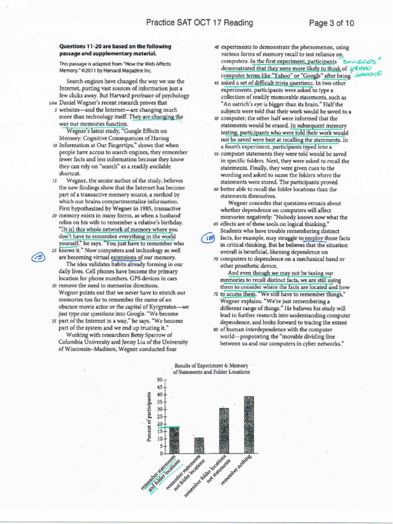 SOLUTIONS Practice SAT Reading Test 9 P2 | PDF