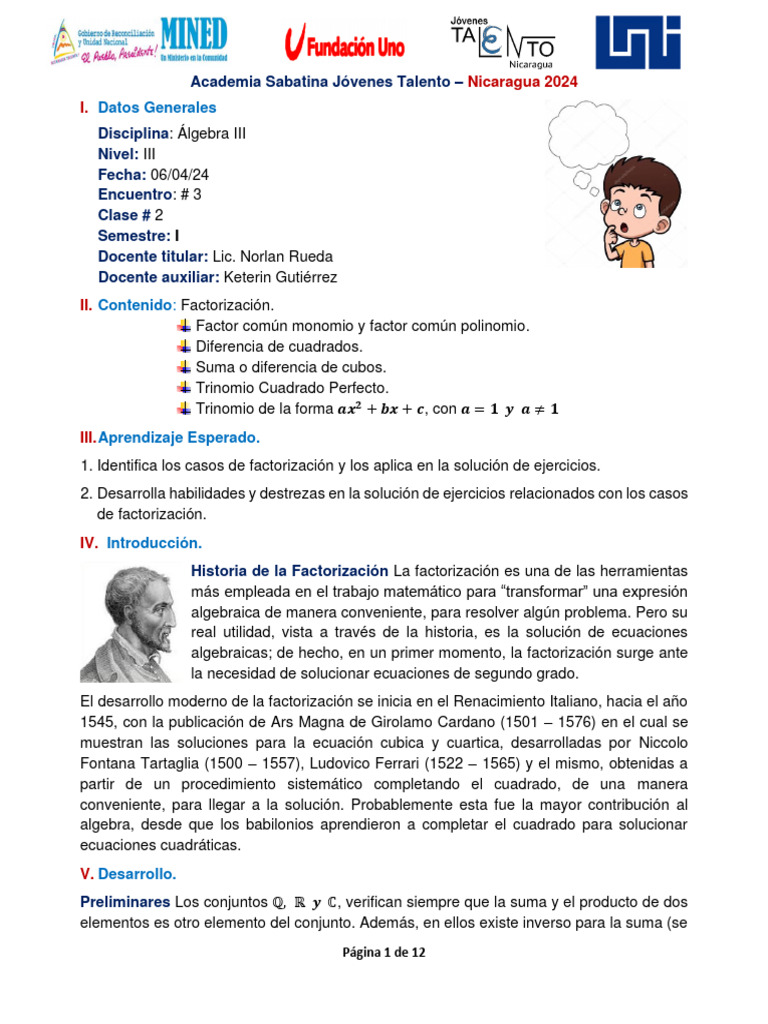 Clase # 2 Alg - III | PDF | Factorización | Campo (Matemáticas)
