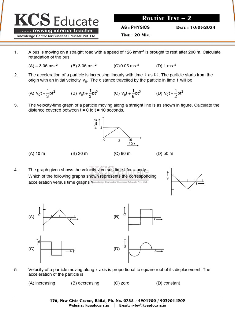 2.AS-RT Phy | PDF | Acceleration | Velocity