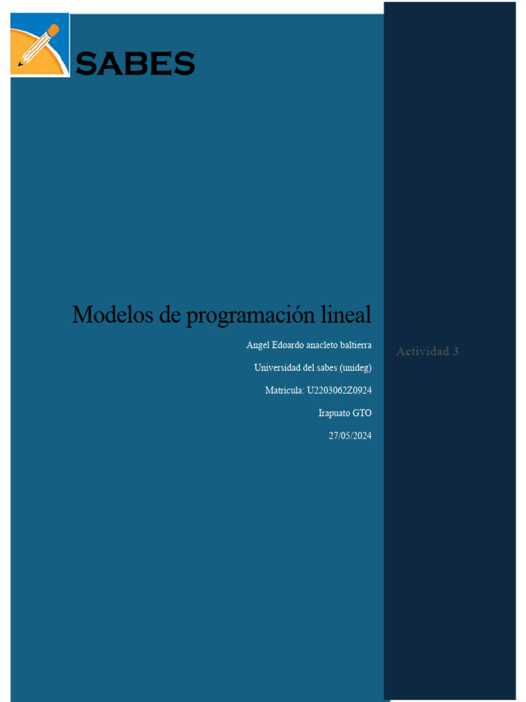 Modelos de Programación Lineal | PDF | Programación lineal ...
