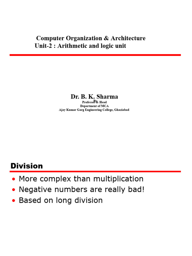 Computer Organization & Architecture Unit-2: Arithmetic and Logic Unit | PDF | Division ...