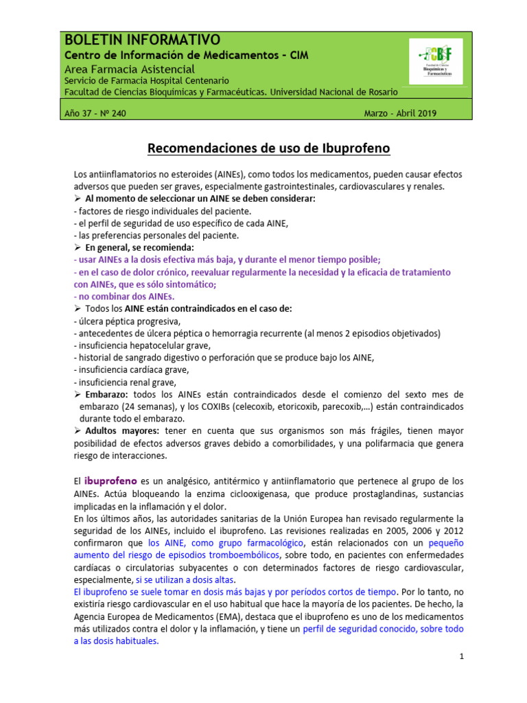 240 Ibuprofeno | PDF | Droga anti-inflamatoria libre de esteroides | Medicamentos con receta