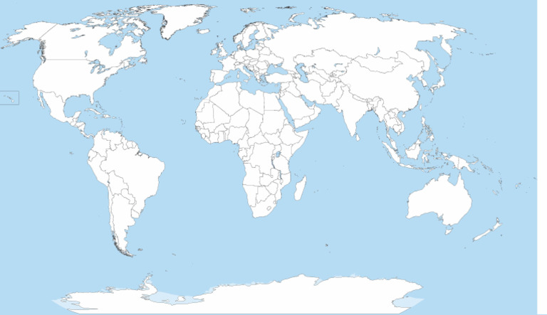 A Large Blank World Map With Oceans Marked in Blue | PDF