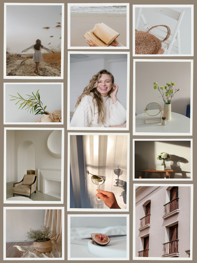 Beige Aesthetic Pastel Collage Memories Moodboard Portrait Photo ...