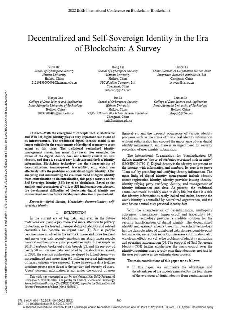 China’s Self-Sovereign Identity Landscape | PDF | Public Key ...