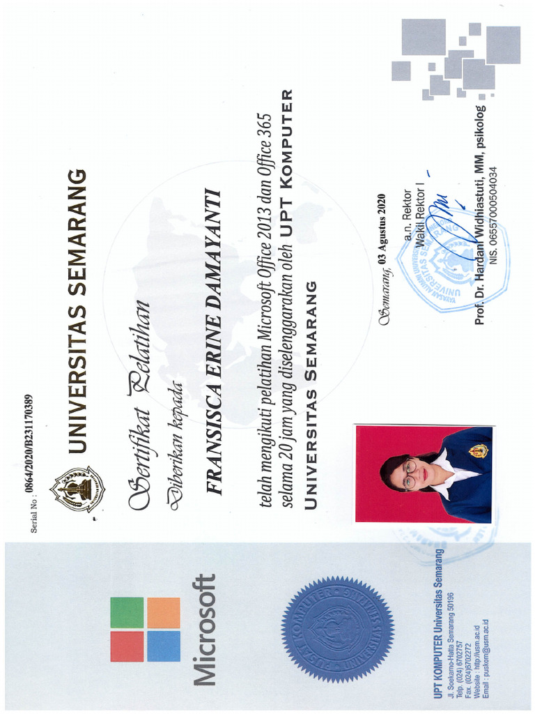 Sertifikat Puskom Fransisca Erine | PDF