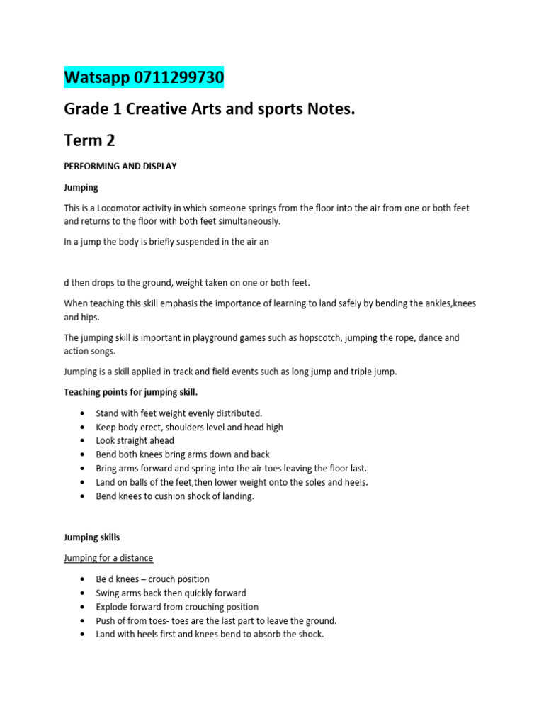 Grade-1-Term-2-Creative Arts and Sports Notes | PDF | Foot | Knot