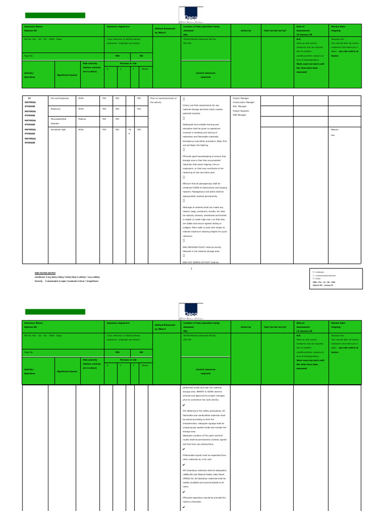 37 MATERIAL STORAGE - Risk Assessment | PDF | Risk | Safety