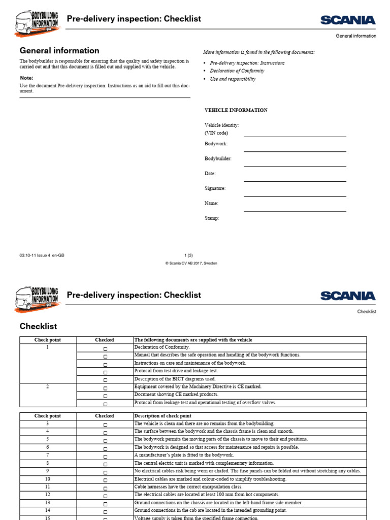 SB2017 5 PDI Checklist Document | PDF | Electrical Resistance And ...