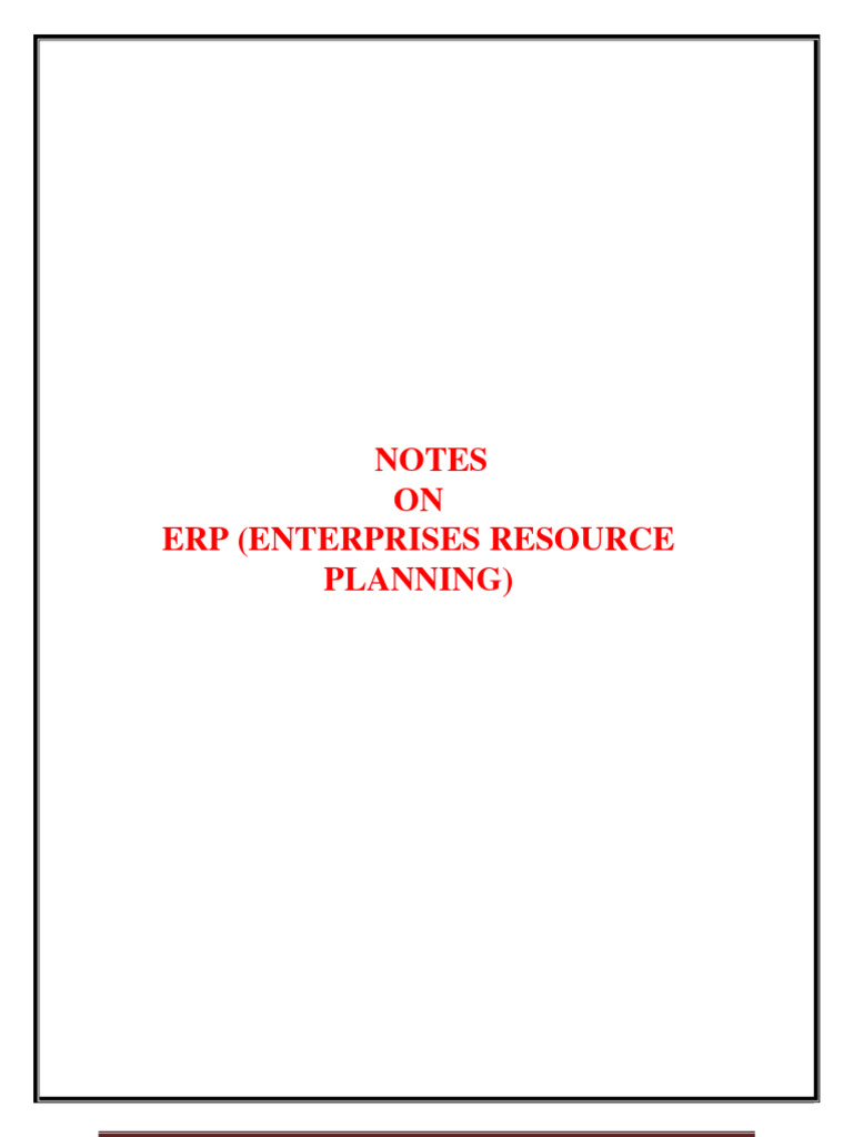 ERP Complete Digital Notes | PDF | Enterprise Resource Planning ...