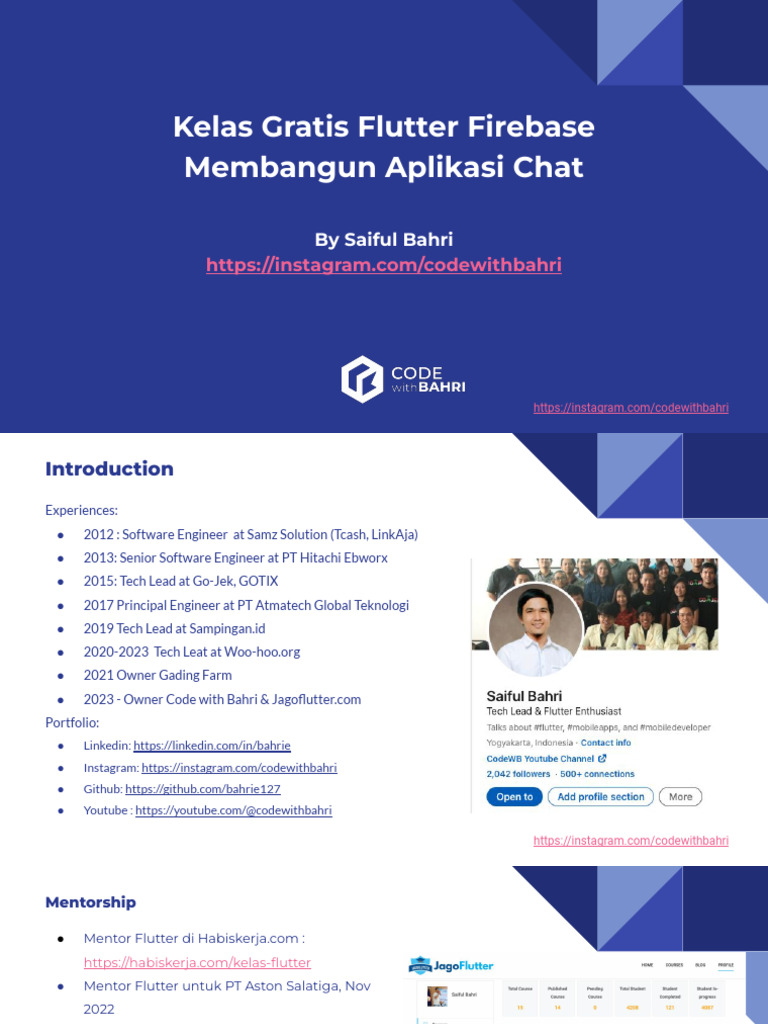 Free Online Class Flutter Basic Firebase Chat App | PDF Free Online Class Flutter Basic Firebase Chat App | PDF